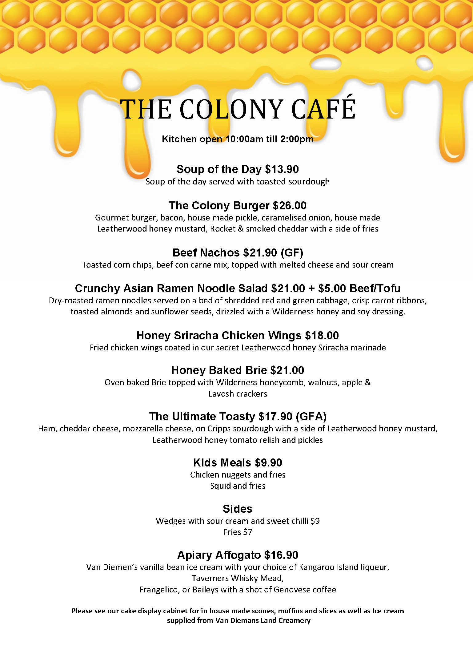 The Colony Cafe - Blue Hills Honey